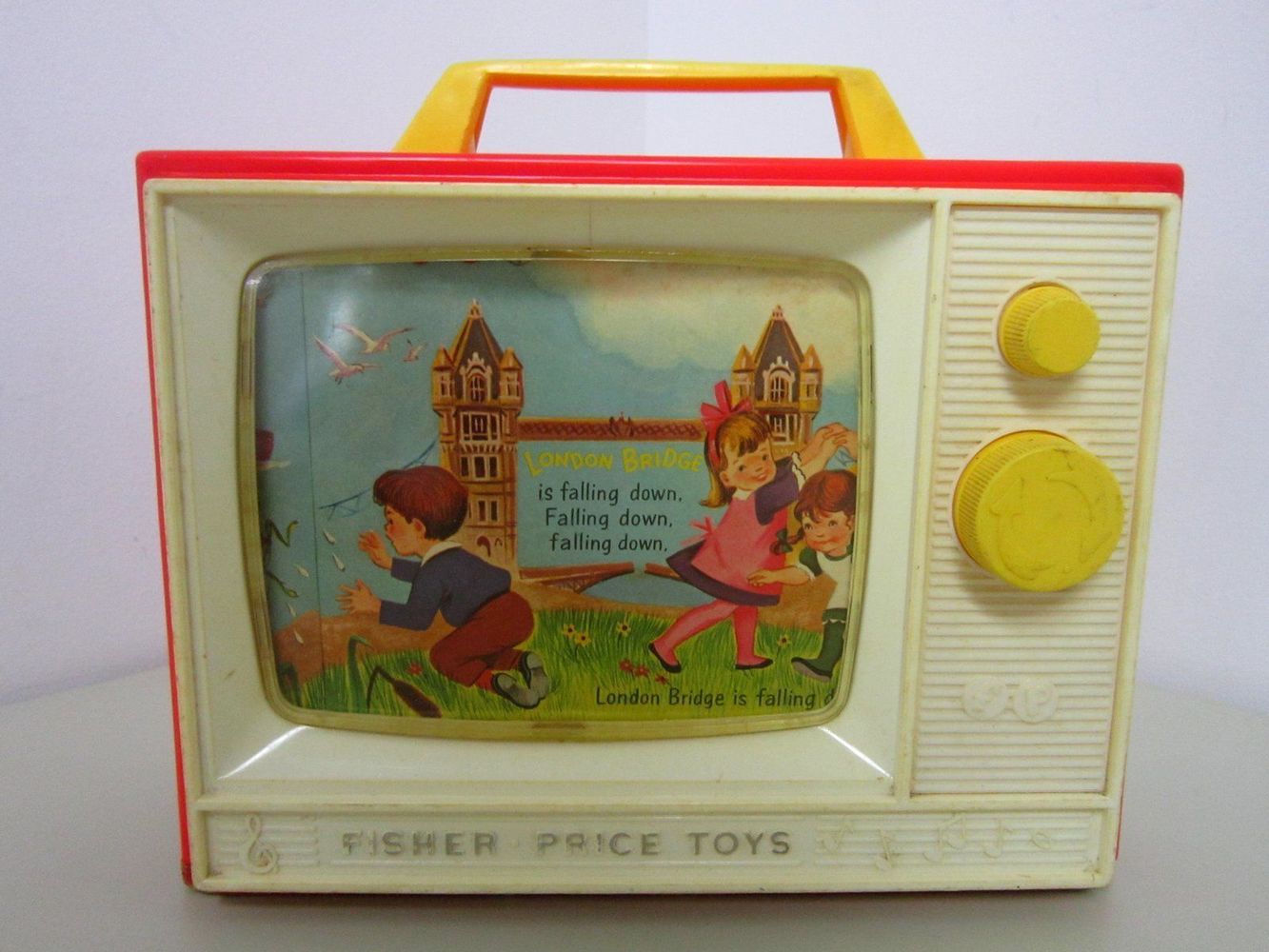 Fisher Price TWO TUNE GIANT SCREEN MUSIC BOX TV Vintage 1966 Works #114 ...