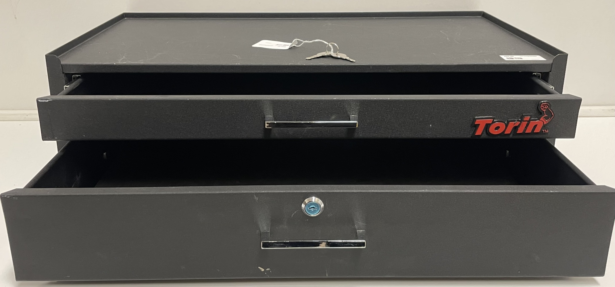 Torin Compact 26-Inch 2 Drawer Middle Tool Box Chest + Lock and Key ...