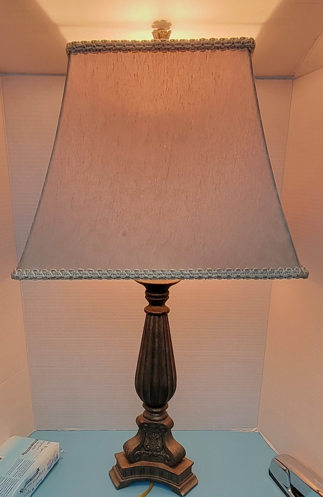 Brown Pillar Style Table Lamp with Cream Shade | Avenue Shop Swap & Sell