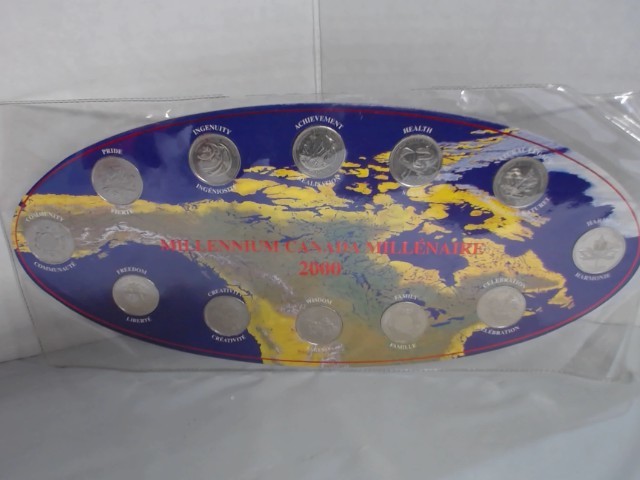 2000 Canada Millennium Quarters 25 Cents Coin Set of 12 w/ Case ...