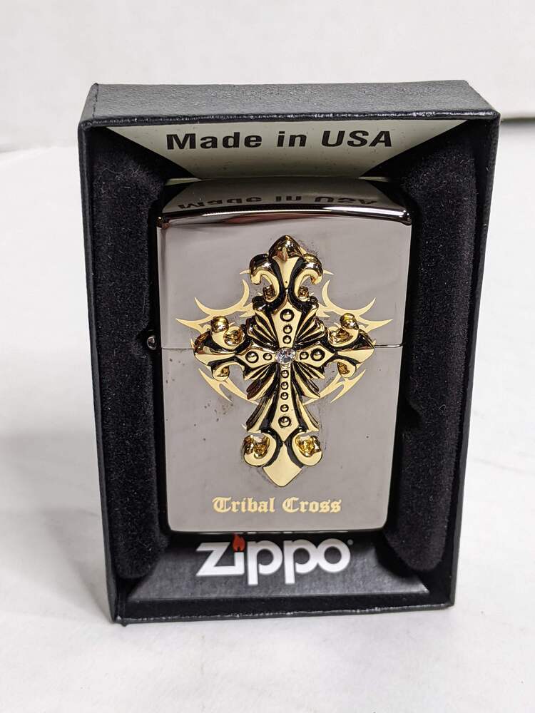 Genuine Zippo Tribal Cross EMB 1 2062B Lighter in original case ...