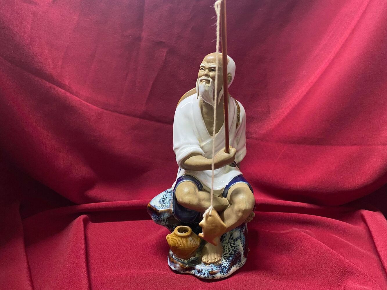 Wan Jiang Glazed Clay Figurine - Fisherman | Avenue Shop Swap & Sell