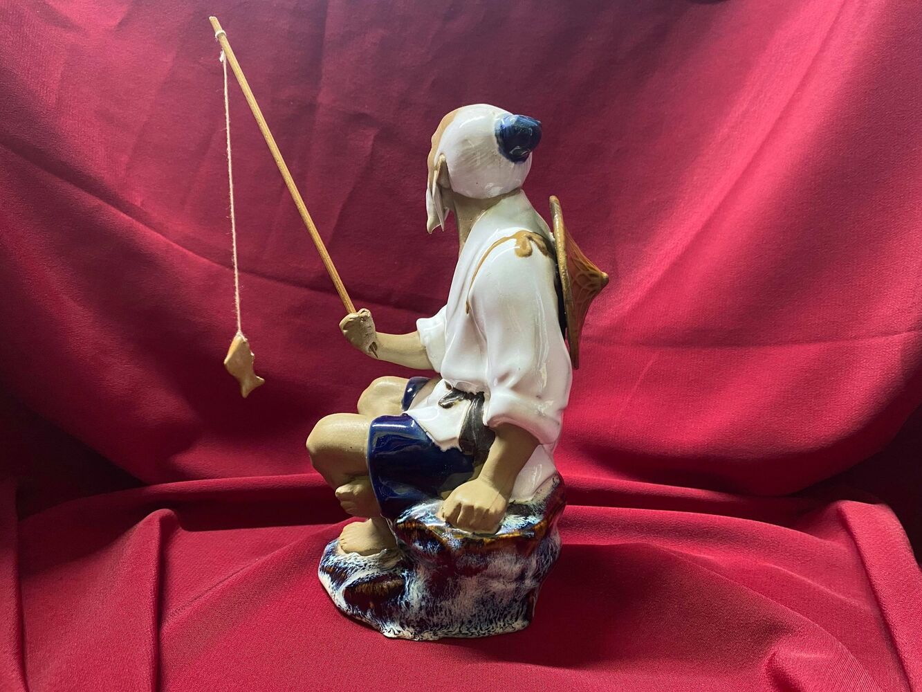 Wan Jiang Glazed Clay Figurine - Fisherman | Avenue Shop Swap & Sell