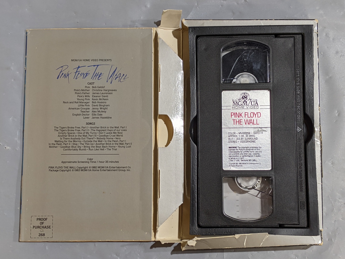Pink Floyd The Wall Big Box Vintage VHS Video Cassette Tape MGM 1982 ...