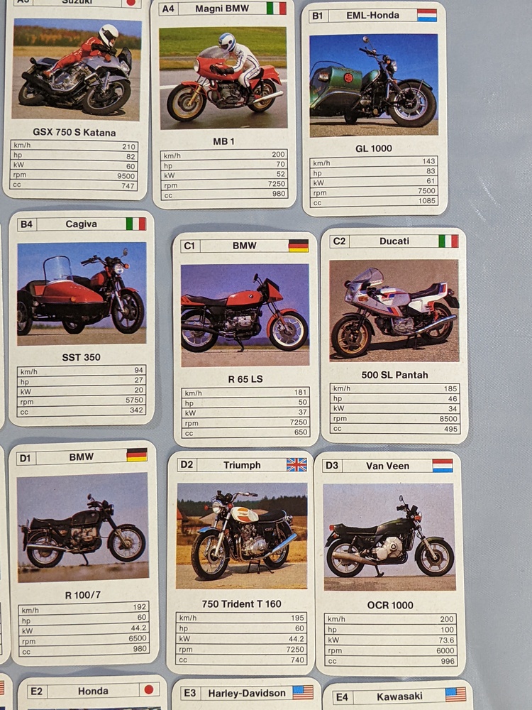 Vintage Motorcycles Maxi Mini Trump Game Card Game, West Germany ...