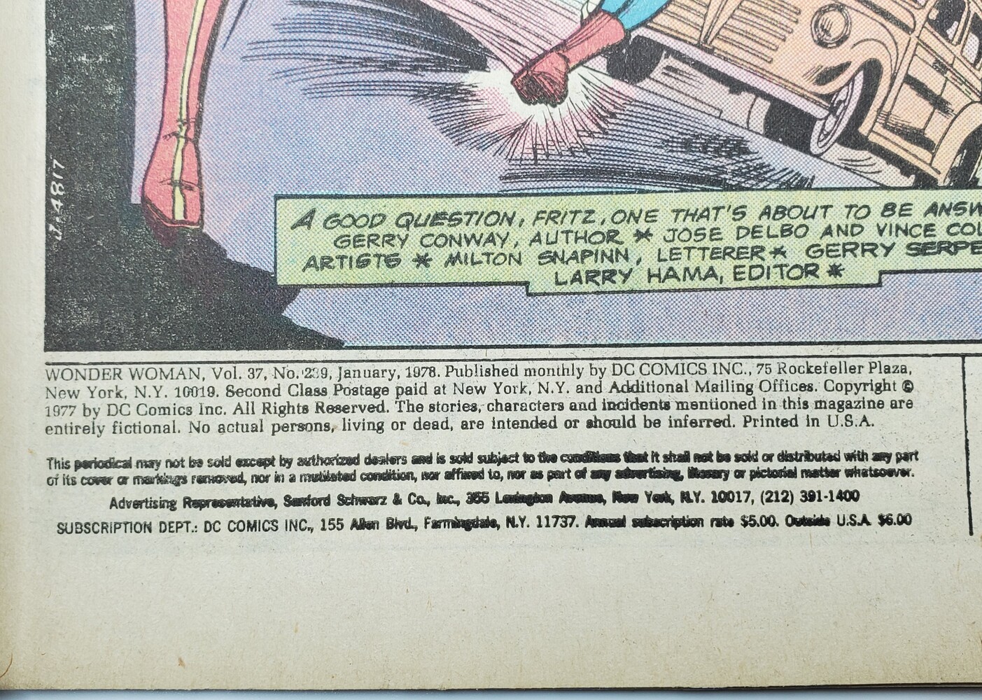 1978 DC Comics Wonder Woman Issue No. 239 "A Duke Named Deception ...