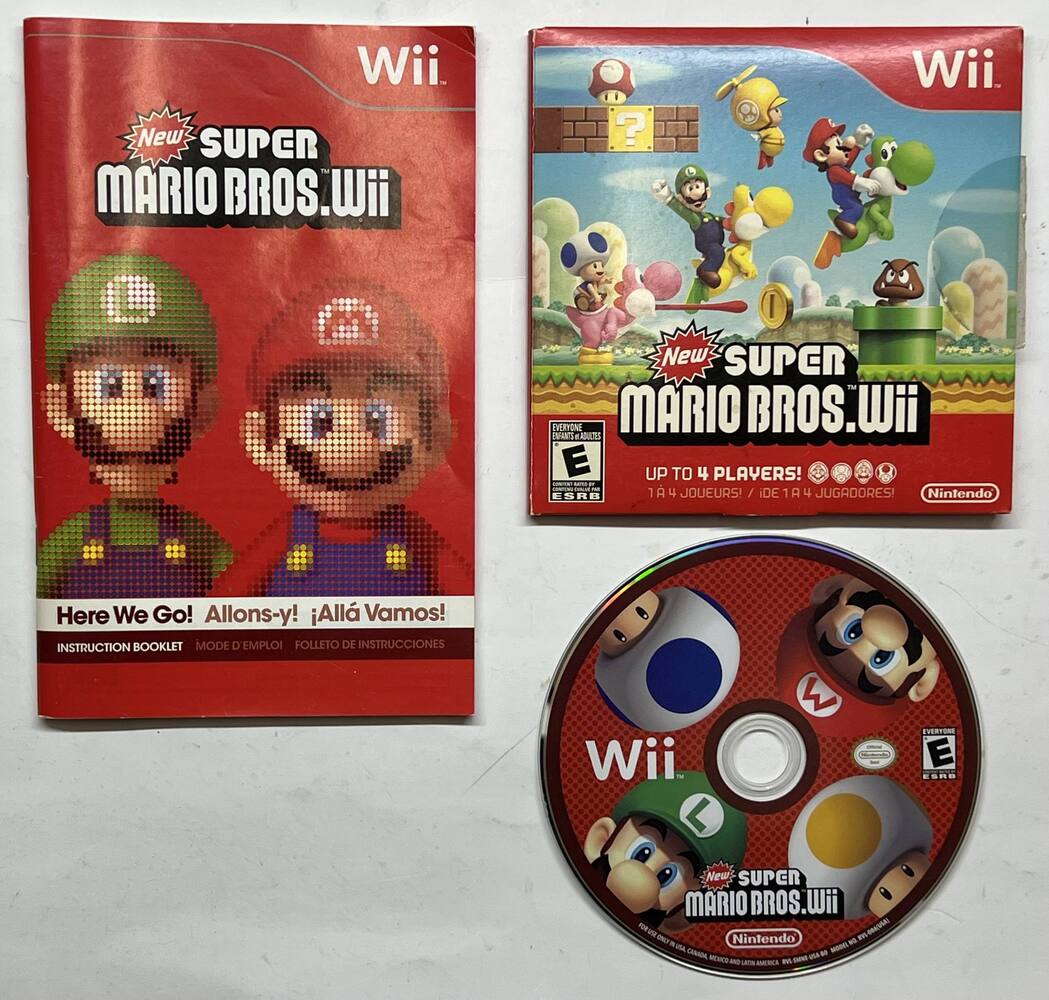 New Super Mario Bros. Wii (Nintendo Wii, 2009) Disc Sleeve & Manual ...