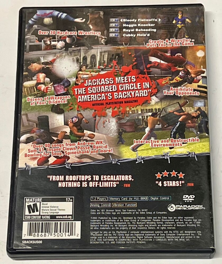 Playstation 2 Backyard Wrestling Don't Try This At Home PS2 COMPLETE W ...