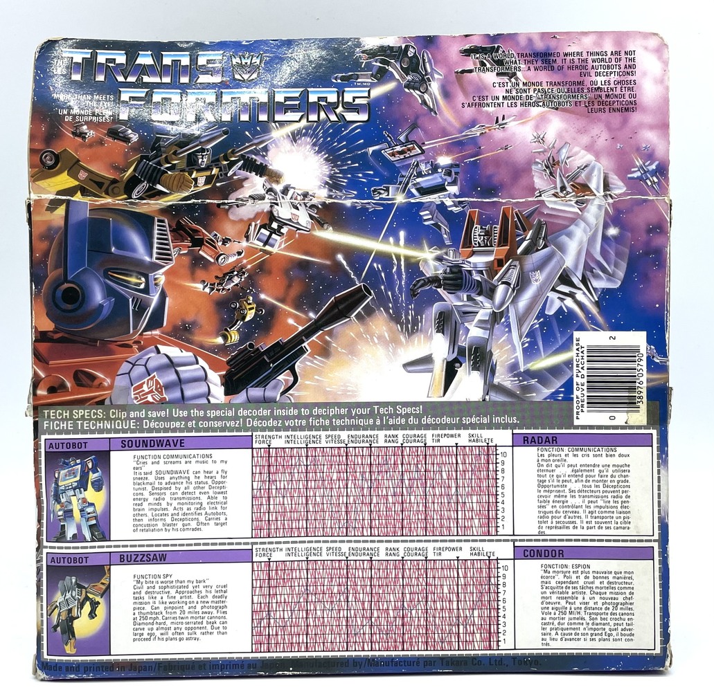1984Hasbro G1 Transformers Soundwave, Laserbeak, Rumble, Frenzy, Ravage ...