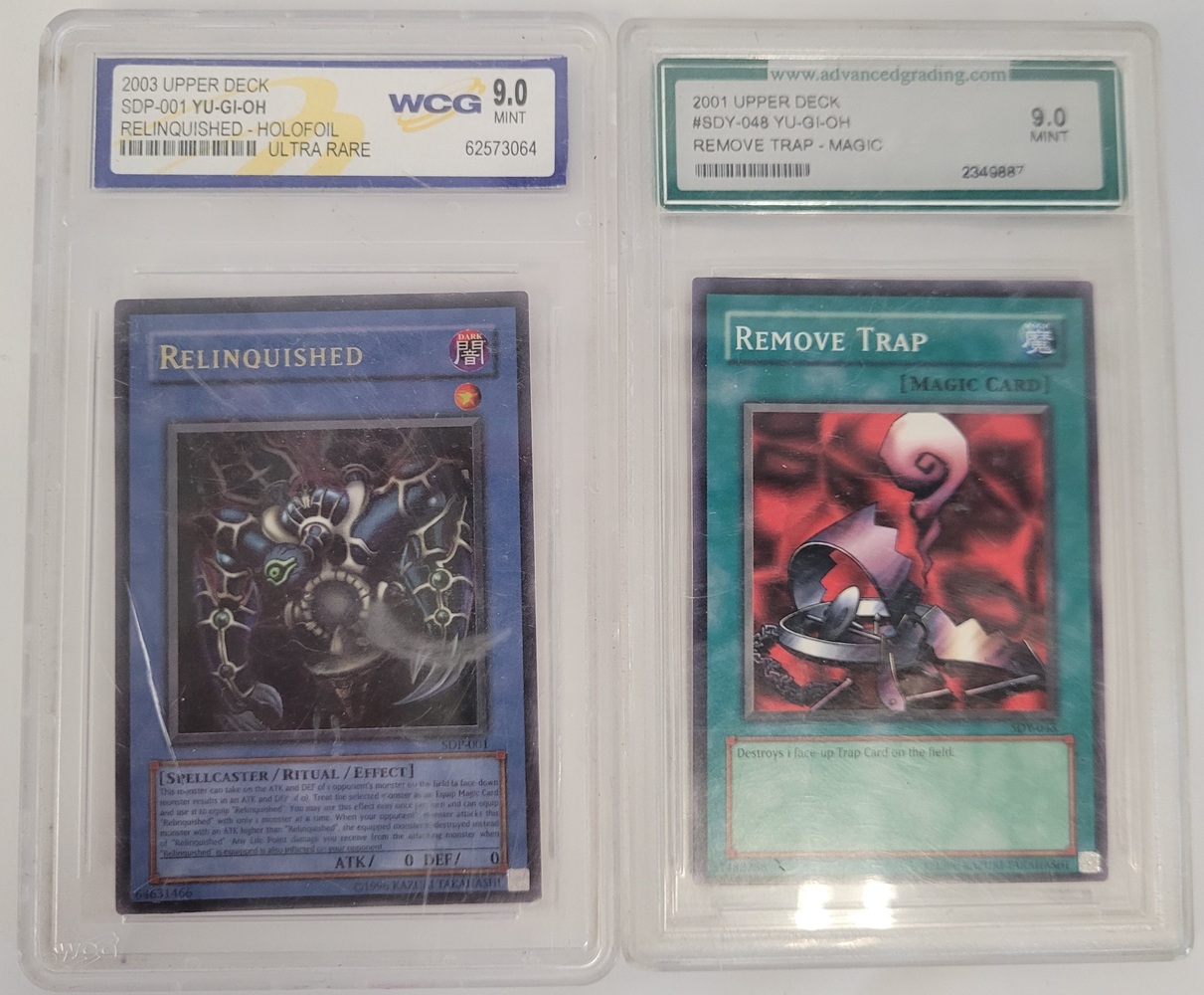 2 Card Graded YU-GI-OH Lot - Remove Trap Magic / Relinquish Holofoil ...