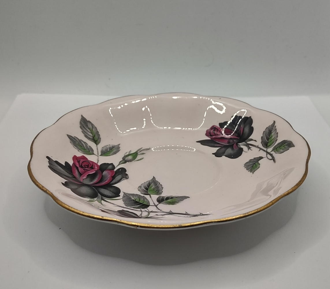 Vintage Royal Albert Masquerade Bone China Pink and Black Rose Teacup ...