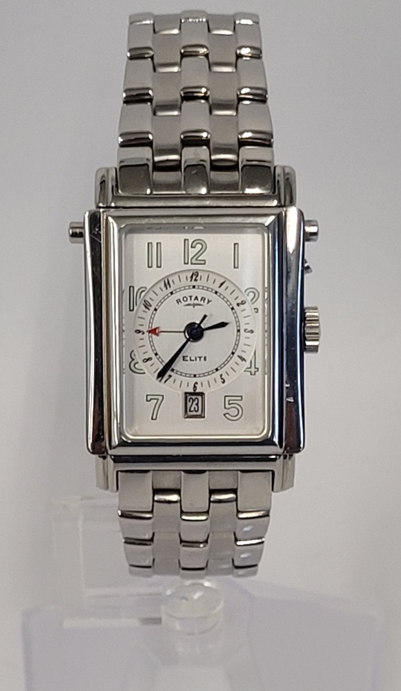 Rotary "Reverso" Elite Hinged Stainless Steel Wrist Watch with Papers ...