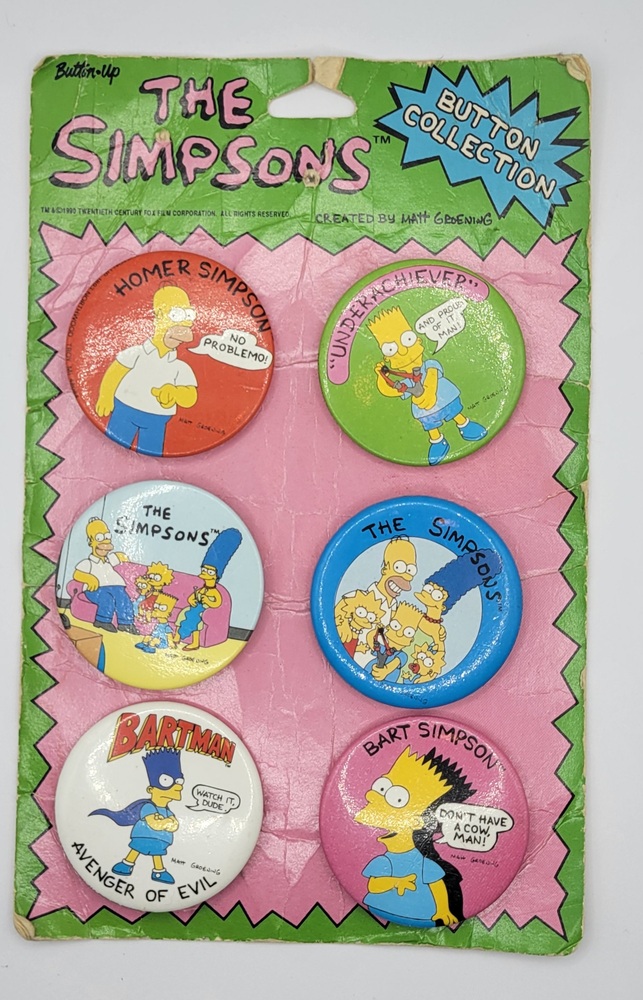Vintage Button-Up The Simpsons Button Collection On Original Card 1990 ...