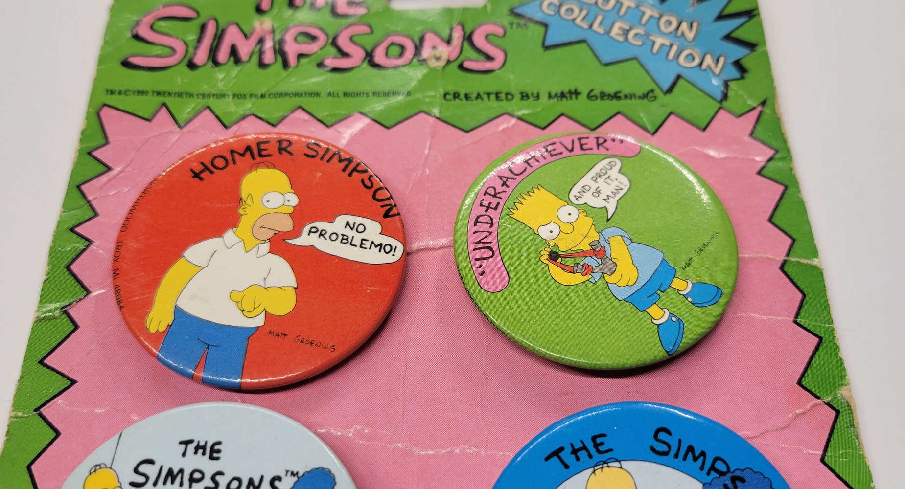 Vintage Button-Up The Simpsons Button Collection On Original Card 1990 ...