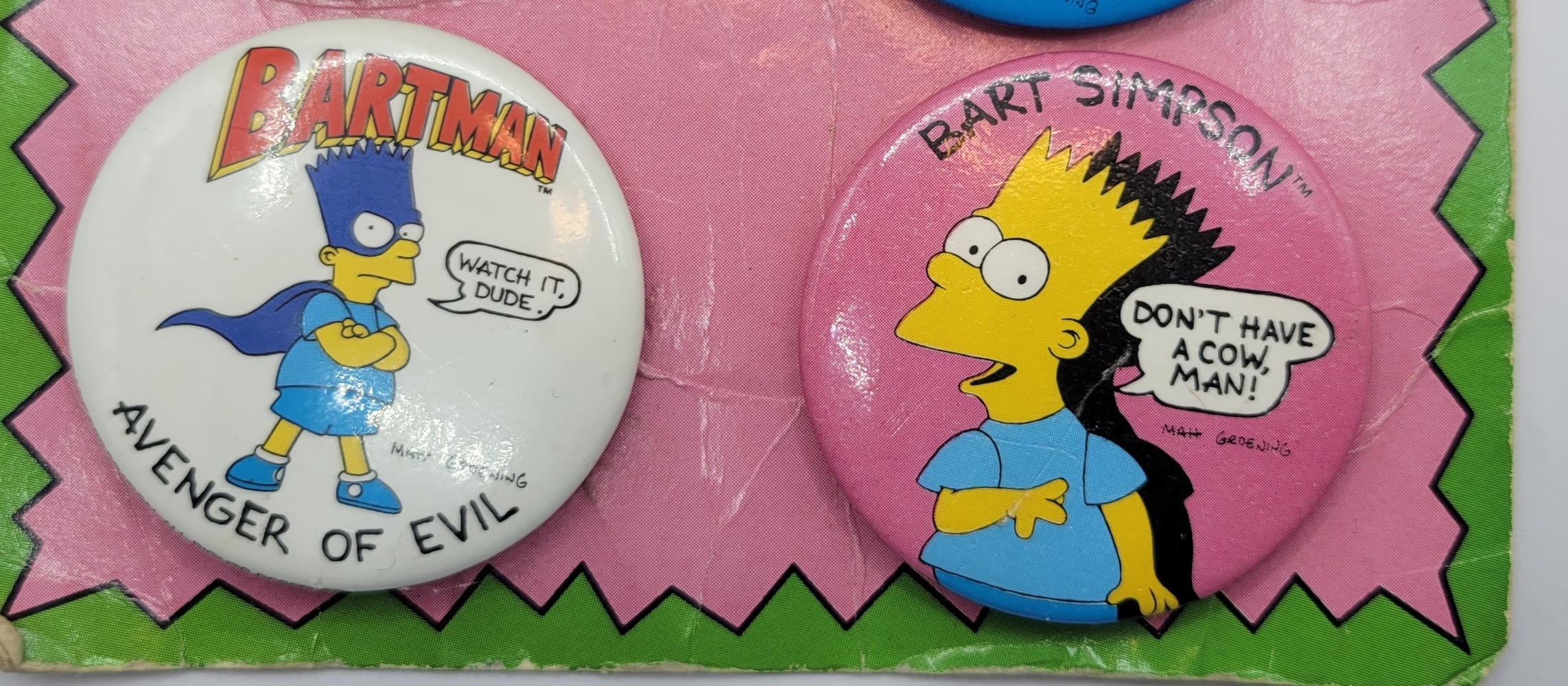 Vintage Button-Up The Simpsons Button Collection On Original Card 1990 ...
