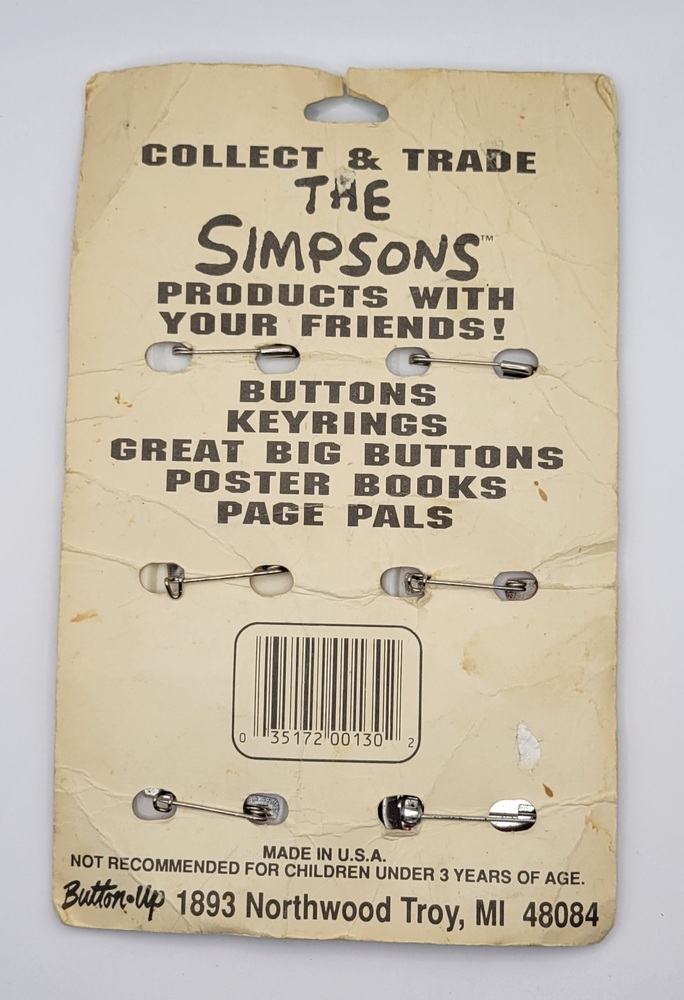 Vintage Button-Up The Simpsons Button Collection On Original Card 1990 ...