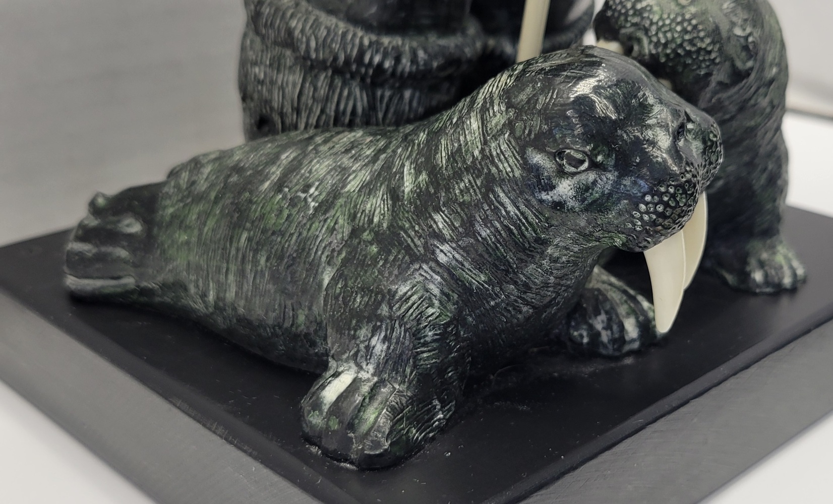 A Wolf Original Indigenous Seal Hunter Soapstone Sculpture Handmade in ...