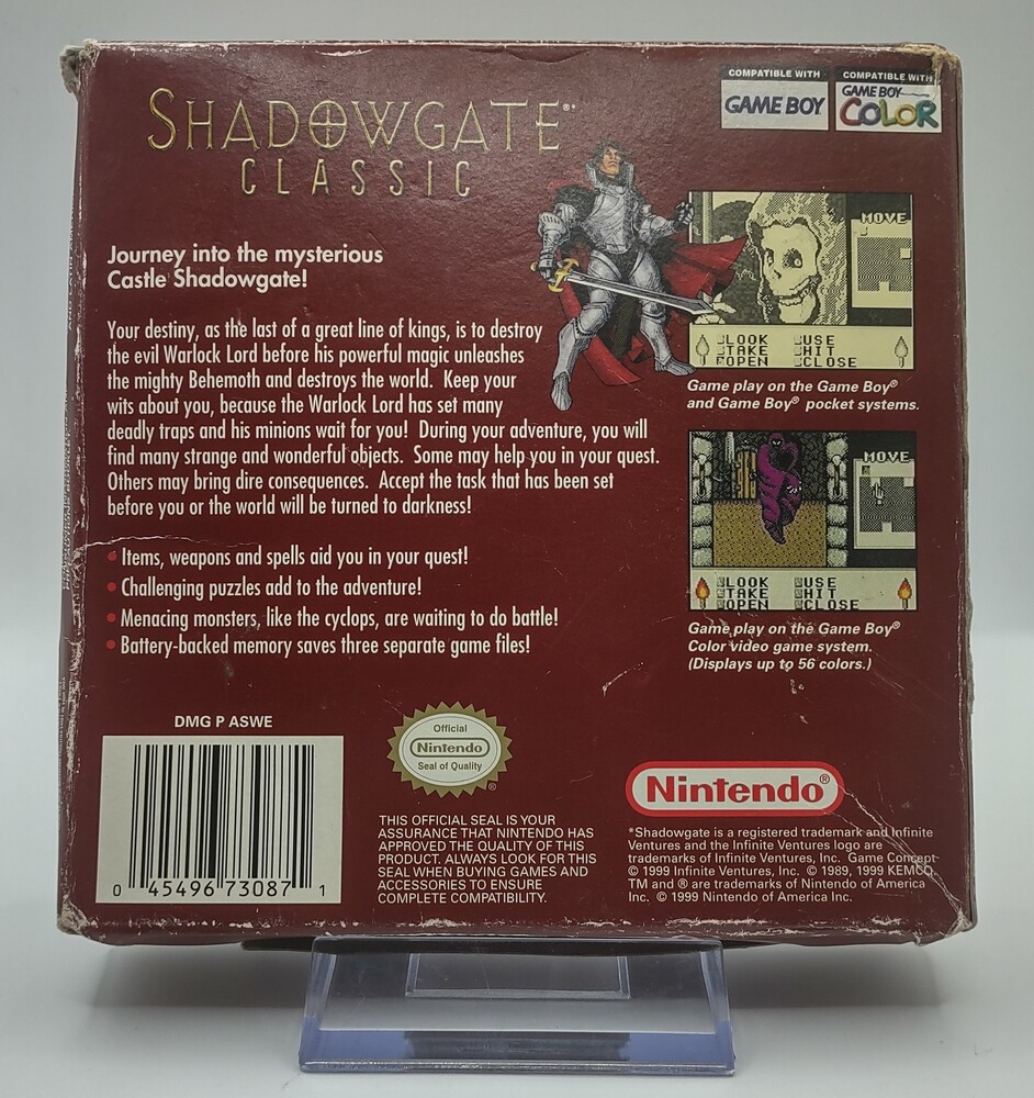 Shadowgate Classic Gameboy Color Cartridge in Box with Manual -Tested ...