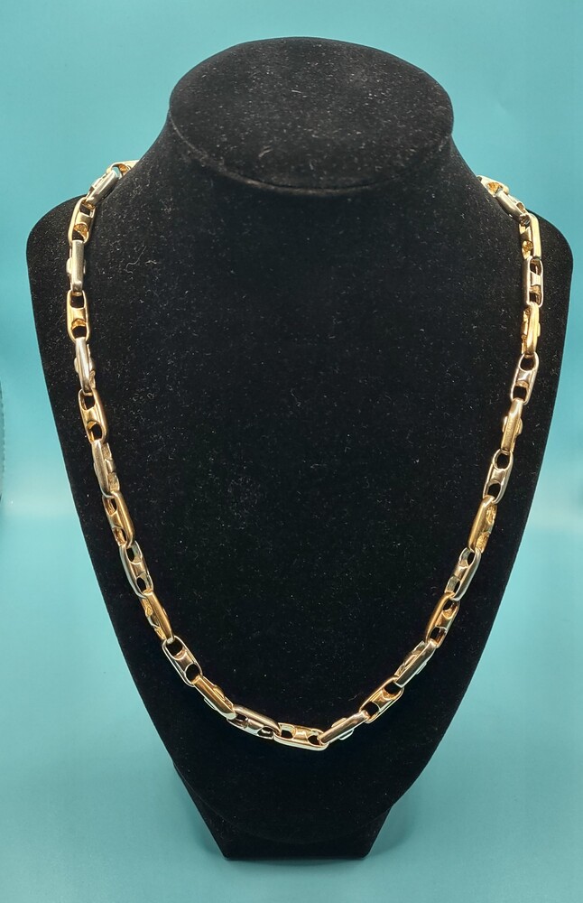 10k White & Yellow Gold Fetter Link Chain 26" | Avenue Shop Swap & Sell
