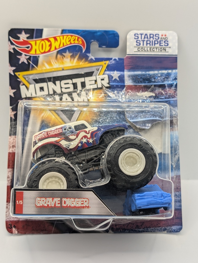 HOT WHEELS MONSTER JAM GRAVE DIGGER STARS AND STRIPES COLLECTION TRUCK ...