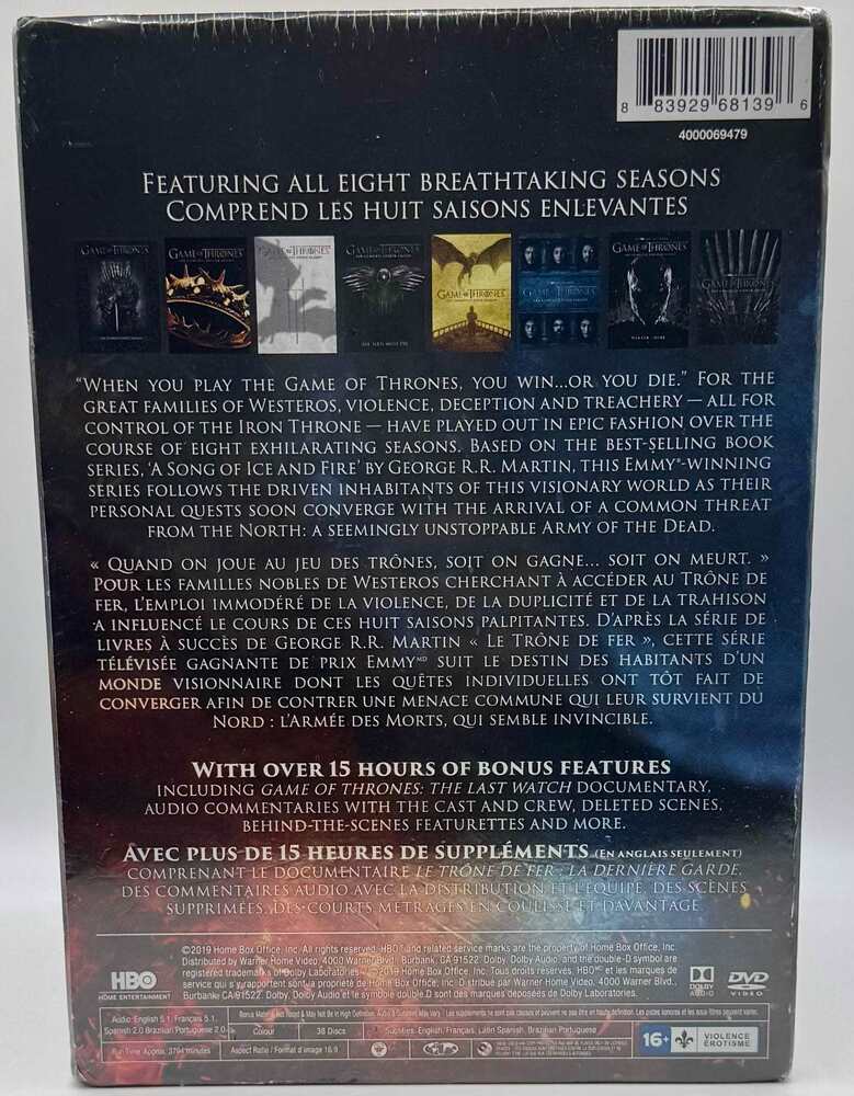 Game Of Thrones The Complete Series Seasons 1-8 (38 Disc DVD Box Set ...