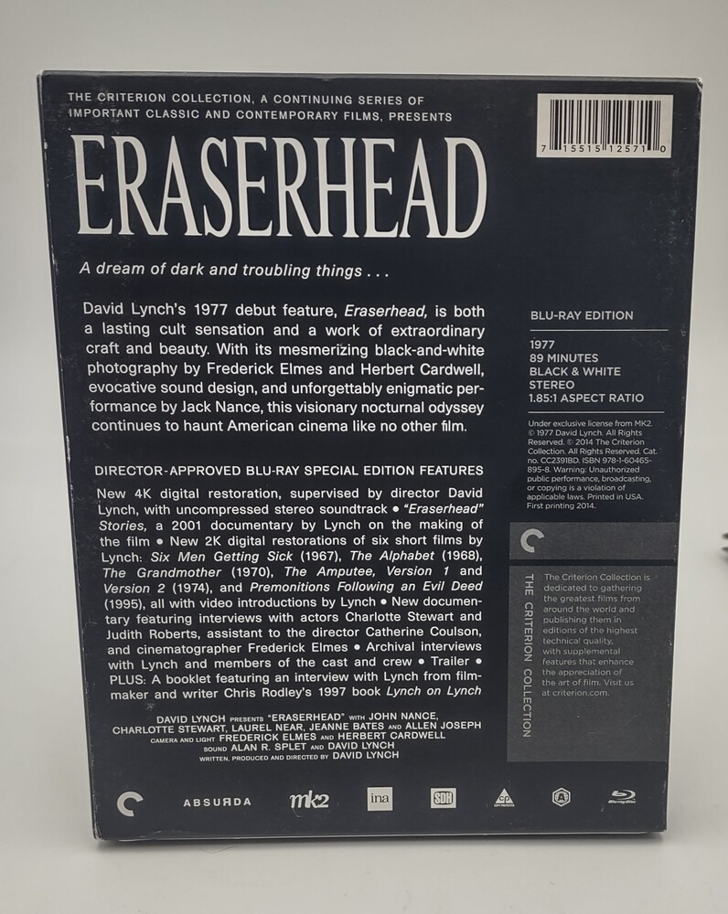 Eraserhead - Criterion Collection 1977 David Lynch Blu-Ray Box Set ...