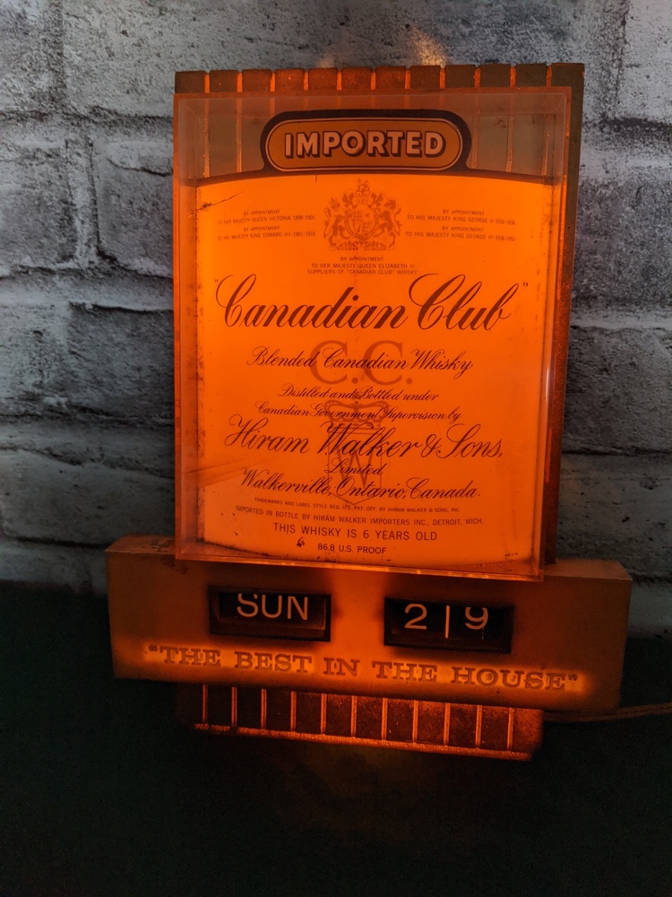canadian club vintage lamp calendar | Avenue Shop Swap & Sell